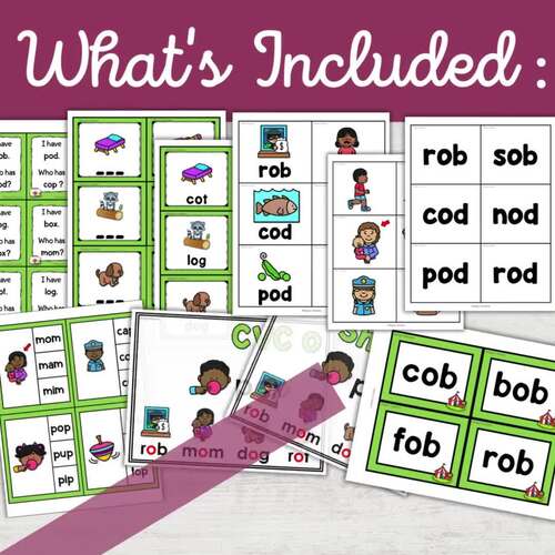Short O CVC One-Syllable Words Activities and Worksheets for 1st Grade