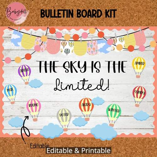 Hot Air Balloon Back to School Bulletin Board Kit - Editable Printable