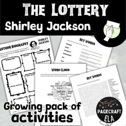The Lottery | Shirley Jackson | Growing Activity Pack | Pre-Reading | Vocab