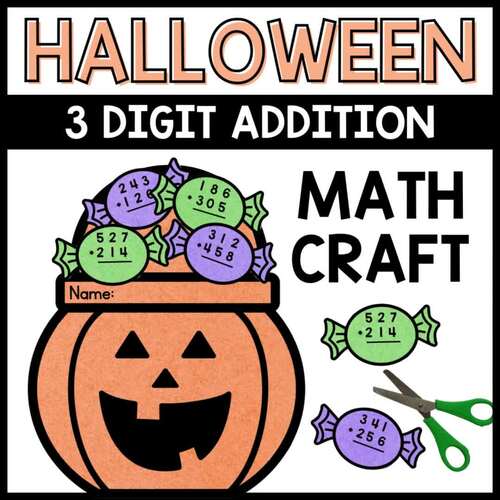 Halloween 3 Digit Addition with Regrouping Math Craft Activity | Cute ...