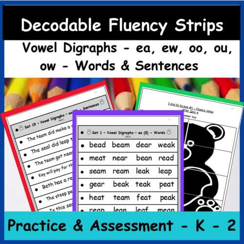Fluency Strips – Vowel Digraphs – ea/ew/oo/ou/ow - Wds./Sents.-Prac ...