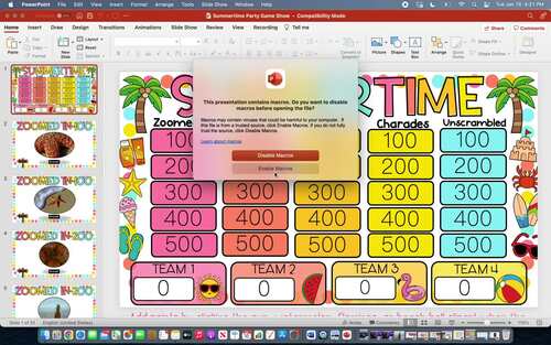 Summer End of Year Party Game Show | Activity | Summertime | Jeopardy Style