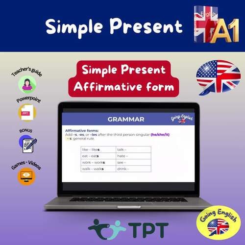 Simple Present (Affirmative Form) - PowerPoint English Lesson ESL (01/10)