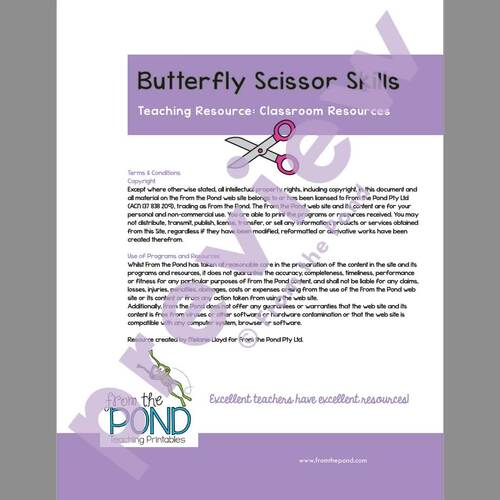 Butterfly Scissor and Fine Motor Skills by From the Pond | TPT