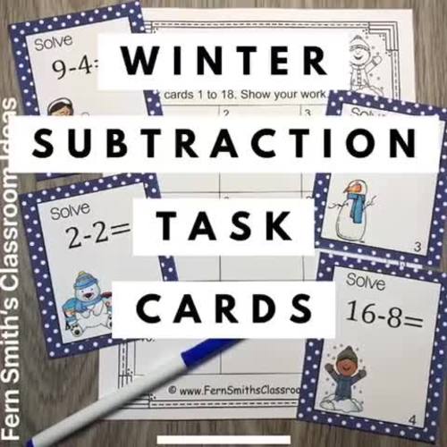 Winter Subtraction Task Cards by Fern Smith's Classroom Ideas | TpT