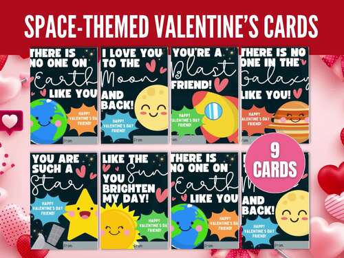 Printable Space-Themed Valentine Cards for Kids (Classroom Exchanges)