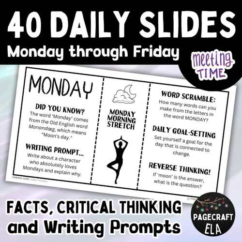40 Daily Slides with Facts, Prompts and Critical Thinking - Eight Weeks