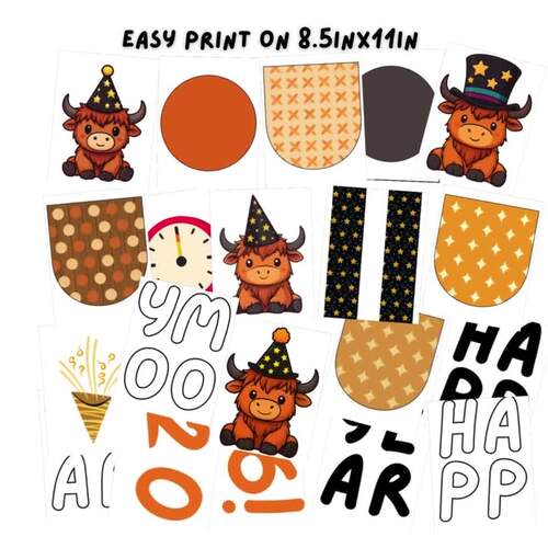 New Year Bulletin Board Kit Highland Cow Theme January Classroom Decor