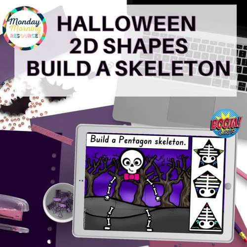 Halloween Math 2D Shape Build a Skeleton Boom Cards™: Kindergarten ...