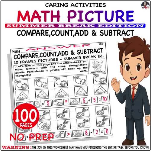 Counting compare addition & subtract within 10 with pictures - Summer ...