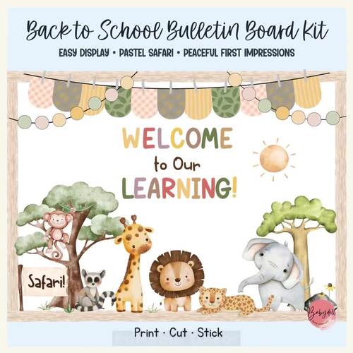 Safari Decor Bundle: Neutral Jungle Theme | Boho Editable Classroom Decor