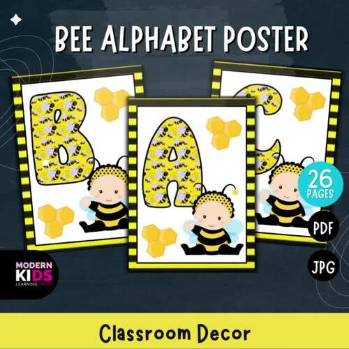 Bee Alphabet Poster, Classroom Decor by ModernKids LearningPress