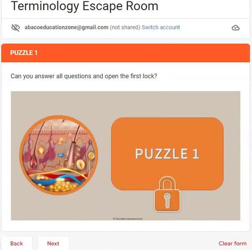 Integumentary System Medical Terminology Escape Room by Abaco Education ...