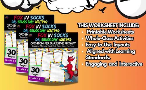 Dr Suess Day Fox in Socks Opinion Writing Prompt Activities 3rd,4th,5th ...