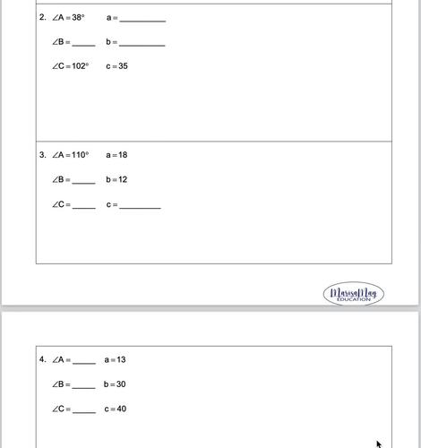 Precalculus - Triangles Unit - Deciding between Law of Cosines & Sines ...
