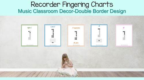 Soprano/Alto Recorder Fingering Charts: Music Classroom Decor-Double ...
