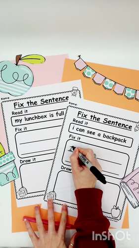 Back to School Sentence Correction Worksheets Fix the Sentence 1st Grade