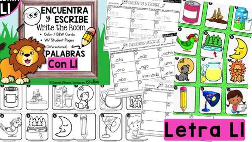 Spanish Write the Room Letter Ll | Bilingual Kindergarten Literacy Center