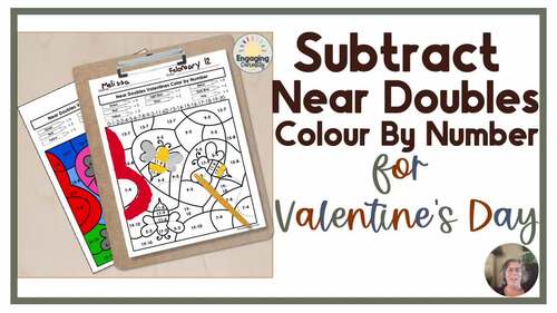 Valentines Color by Number Subtracting Near Doubles for 1st, 2nd, Grade ...