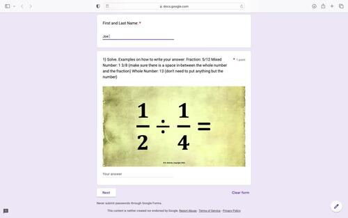 Dividing Fractions Google Forms (Self-Grading) by Reincke's Education Store