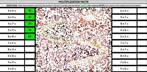 Multiplication Facts PI DAY Digital Math Pixel Art by Merola Merchandise