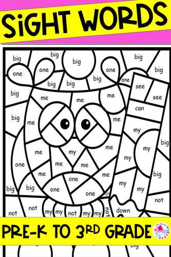 BACK TO SCHOOL Color by Code Sight Words Pre-primer Primer 1st 2nd 3rd ...