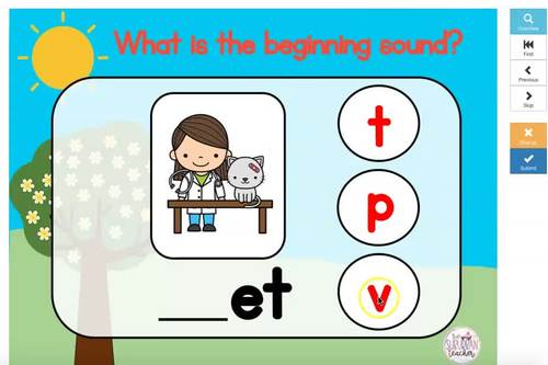 Alphabet Boom Cards Initial Sounds Phonics Game by Suburban Teacher