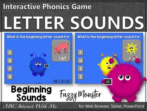 Beginning Letter Sounds Interactive Phonics Game {Fuzzy Monster}