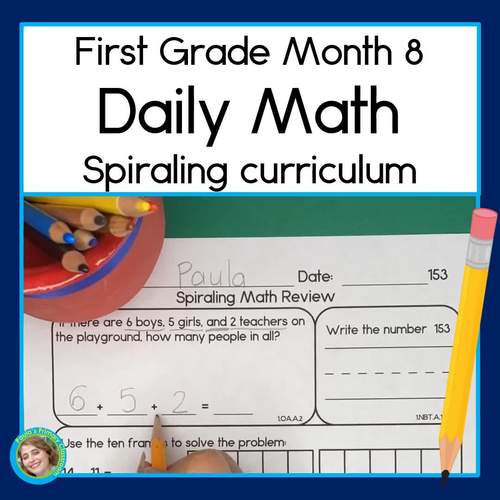 Math Spiral Review Daily Worksheets Morning Work Homework Month 8