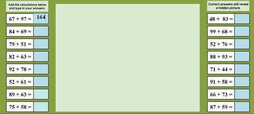 Mystery Digital Pixel Art NO PREP - Book 2-digit Addition Google Sheets