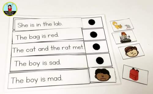 CVC Decodable Sentence Strip - Match Sentences to Picture | TPT
