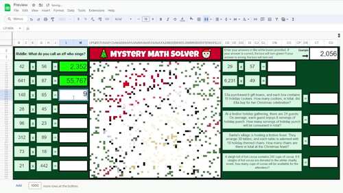 Christmas - Multi-Digit Multiplication - Digital Math Activity - Pixel Art