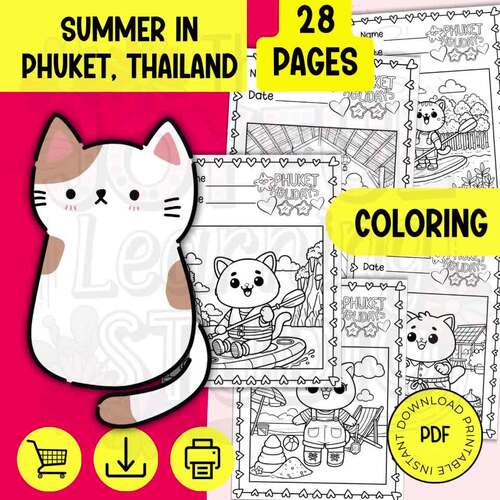 Summer Coloring Pages | Travel Themed Coloring Sheets | Cat Coloring ...