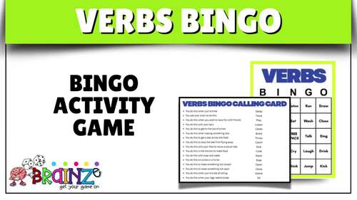 Verbs Bingo Game | Action Words Grammar Activity | 30 ELA Bingo Boards
