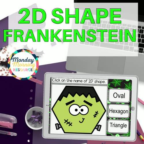 Halloween Maths 2D Shape Word Match Frankenstein Boom Cards™ - Digital ...