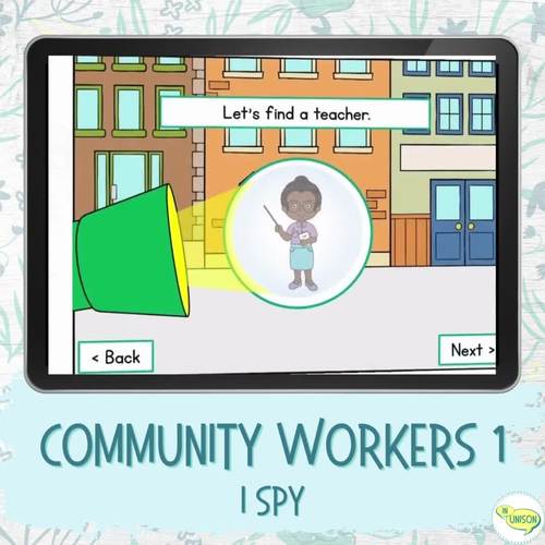 Flashlight Search I Spy Community Helpers Vocabulary Boom Cards™ Set 1
