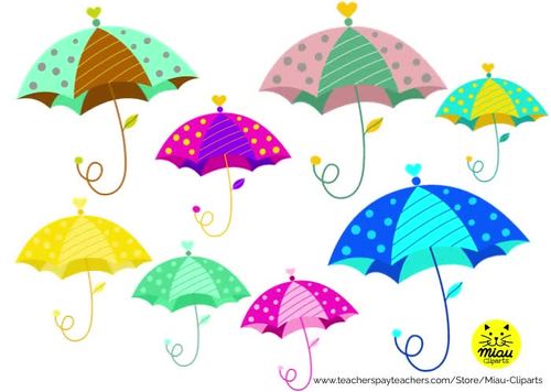 Decorated Umbrellas Clip Art l Rain l Weather l Spring / autumn l Gif ...