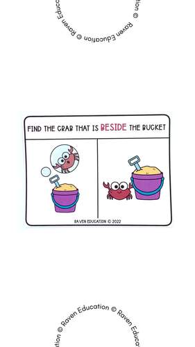 Crab + Bucket Preposition Task Cards by Raven Education | TPT
