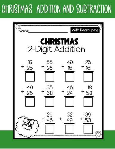 Christmas 2 Digit Addition and Subtraction Without Regrouping Worksheets