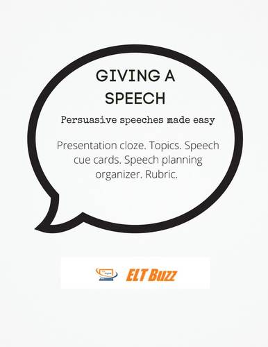Give A Speech / Presentation. Public Speaking. Templates. Organizers. ELA.