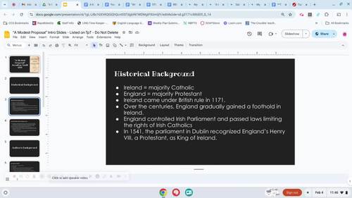 "A Modest Proposal" (Swift) Full Unit: Intro Slides, Text Analysis, & Essay