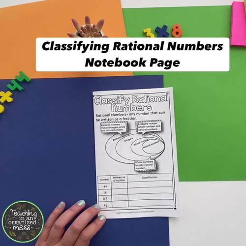 Classifying Rational Numbers Math Notebook Page | Digital Notebook Pages