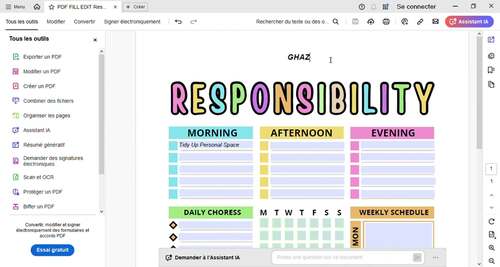 Editable Responsibility Chore Chart for Kids – Printable Daily & Weekly ...