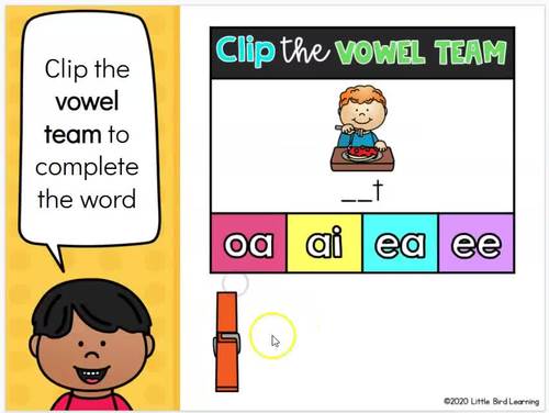 Mixed Vowel Team Review - Digital Clip Cards | Distance Learning ...