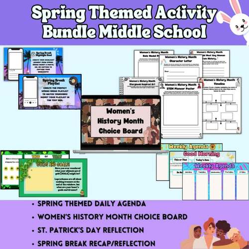 Spring Activity Bundle St Patrick's Day Women's History Month Middle School