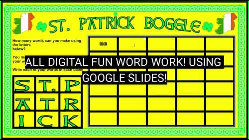 St. Patrick's Day/March 5 Digital Boggles of Word Fun by K's Digital Store