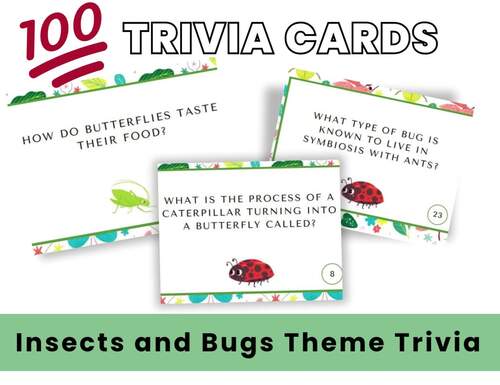 Bugs & Insects Trivia Cards + Color Pages- 100 Questions and 10 ...