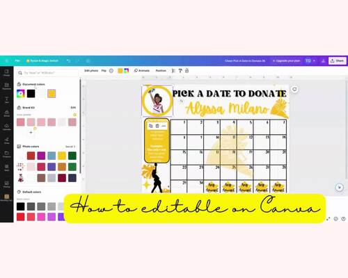 Editable Basketball Pick a Date to donate, Black Out My Board, Purple Theme
