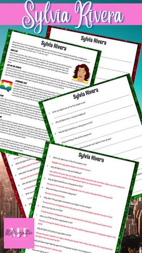 Sylvia Rivera Pride Month Reading Comprehension Worksheets | TPT