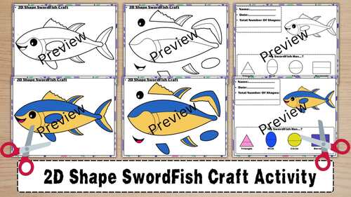 2D Shape Swordfish Craft | Ocean Animal Math Activity | Geometry Cut ...